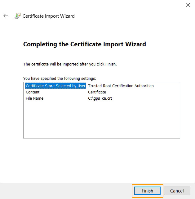 Import Certificate